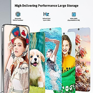 VIQEE Phones U21, 5G Unlocked Phones, 2K FHD+ Screen, Mobile Phones 6GB+256GB ROM+TF 128GB, Snapdragon Gen2 Processor, Smartphone Android Camera 24MP+64+12+12MP, WiFi NFC, Dual Sim - Black