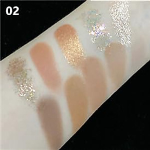 Go Ho 10 Colors Eyeshadow Palette,Matte&Glitter&Shimmer Eyeshadow Makeup,High Pigment Blendable Shades,Naturing-Looking,Waterproof Eyeshadow Makeup Palette,02