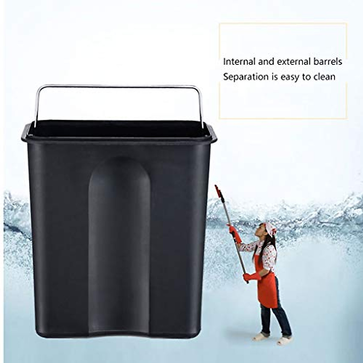 MYBA Trash Can Square Stainless Steel Kitchen Office Living Room Trash can,Foot Pedal Trash bin Removable Liner Plastic Waste bin, 5L/10L Garbage Bin (Color : White-1, Size : 5L)