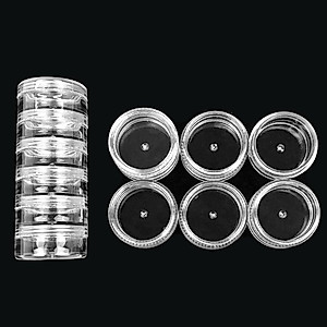 Beauticom 6 Pack(36 Pieces) 5G/5ML Stackable Round Transparent Plastic Jars for Herbs, Spices, Tea Leaves, Cooking Oils