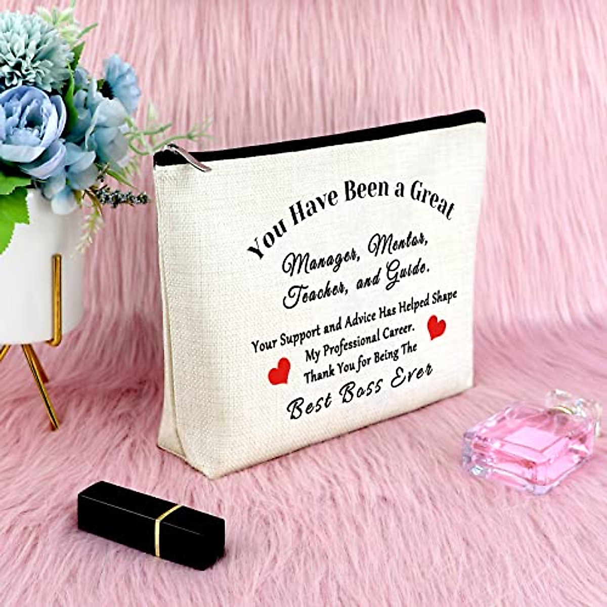 Sfodiary Leaders Boss Appreciation Gifts Makeup Bag Best Boss Gifts for Women Birthday Gift for Manager Mentor Cosmetic Bag Thank You Gift Teacher Gift Ideas Retirement Gift Travel Cosmetic Pouch