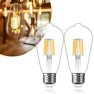 DORESshop Light Bulbs, 6W Led Light Bulb, Led Bulbs, E26 Edison Bulbs 60 Watt LED Equivalent, Non-dimmable Vintage Style Antique Light Bulbs, Soft White Light Bulbs 2700K, Bedroom, Dinning Room, Bar