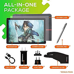 Simbans PicassoTab Drawing Tablet No Computer Needed [4 Bonus Items] Drawing Apps, Stylus Pen, Portable, Standalone, 10 Inch Screen, Best Gift for Beginner Digital Graphic Artist -PCX