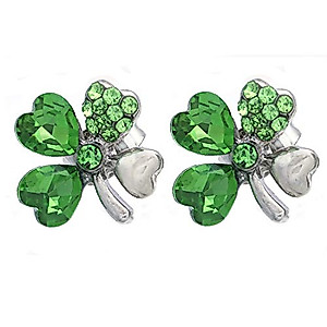 St. Patrick's Day Lucky Irish Good Luck Charm Shamrock Four Leaf Clover Earrings