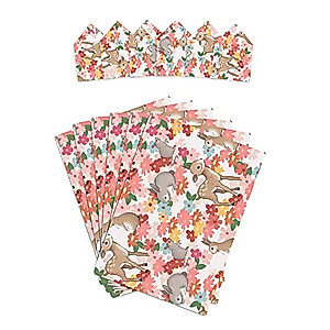 CENTRAL 23 Floral Wrapping Paper - 6 Gift Wrap Sheets - Woodland Creatures Wrapping Paper - Deer Bunny Animals Flowers - Comes With Fun Stickers