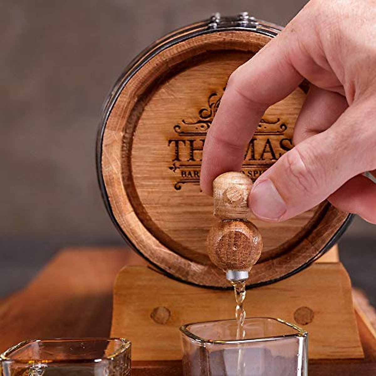 Personalized Whiskey Making Kit – Includes Personalized American White Oak Barrel (2 L.), Stand, Spigot, Essence Bottle, Barrel Cleaning Kit & More – Great Drinking Gift For Men