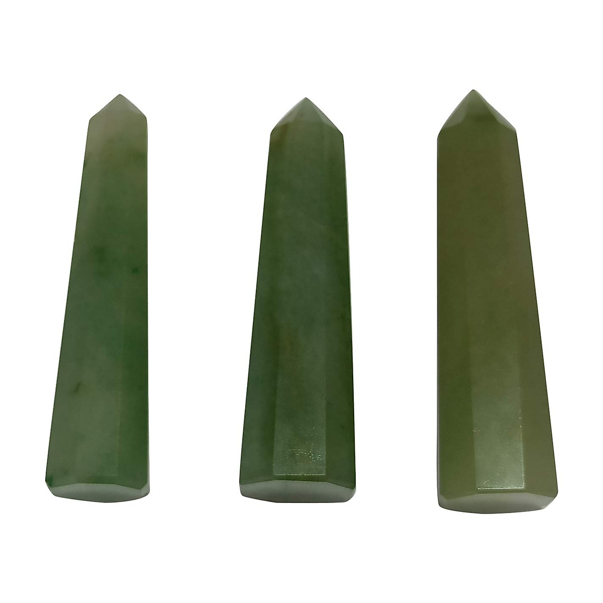 WholesaleGemShop 3 Inch Green Aventurine Gemstones Obelisk Tower Jumbo Facet Aura Rock Crystal Natural Polished Earth Wand Spirit