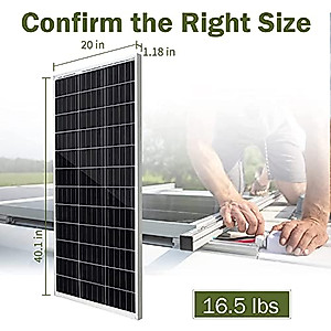 HQST 100W 12V Monocrystalline Solar Panel Kit w/ 30A PWM LCD Solar Charge Controller, 20Ft 12AWG Panel and Controller Connector Cables, Z-Brackets, 8Ft 10AWG Controller and Battery Connector Cables