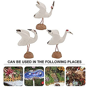 Angoily 3pcs Zen Garden Miniatures Ceramic Crane Figurine Statue Japanese Zen Garden Accessories Fairy Garden Animals for Micro Landscape Terrarium Decor
