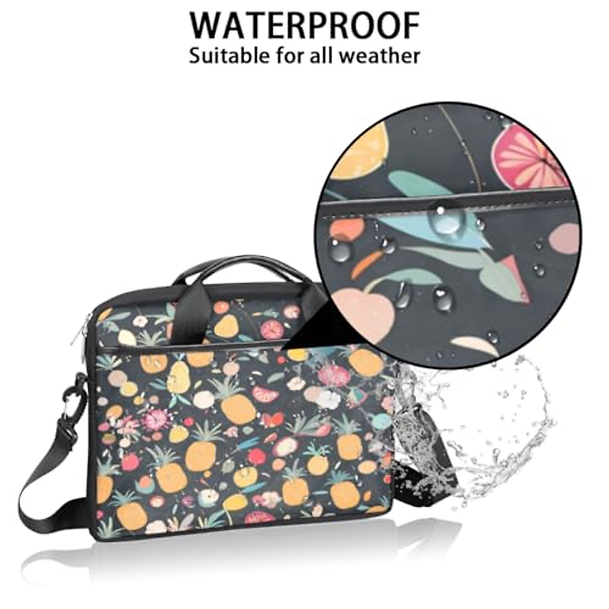 Fruits Pineapple Laptop Computer Bag Waterproof Shoulder Messenger Bag 13-15 inch Durable Laptop Tote Bag with Shoulder Strap Handle Lightweight Crossbody Briefcase