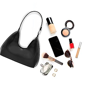 PS PETITE SIMONE Small Black Shoulder Bag Purse for Women Everyday Black Purse Hobo Bag Crescent Bag