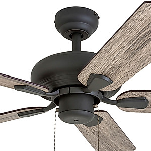 Prominence Home Russwood, 42 Inch Farmhouse Ceiling Fan with No Light, Pull Chain, Three Mounting Options, 5 Dual Finish Blades, Reversible Motor - 50587-01 (Bronze)