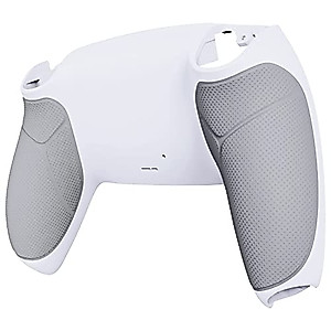 eXtremeRate White Performance Rubberized Grip Custom Back Housing Bottom Shell Compatible with ps5 Controller, Replacement Back Shell Cover Compatible with ps5 Controller