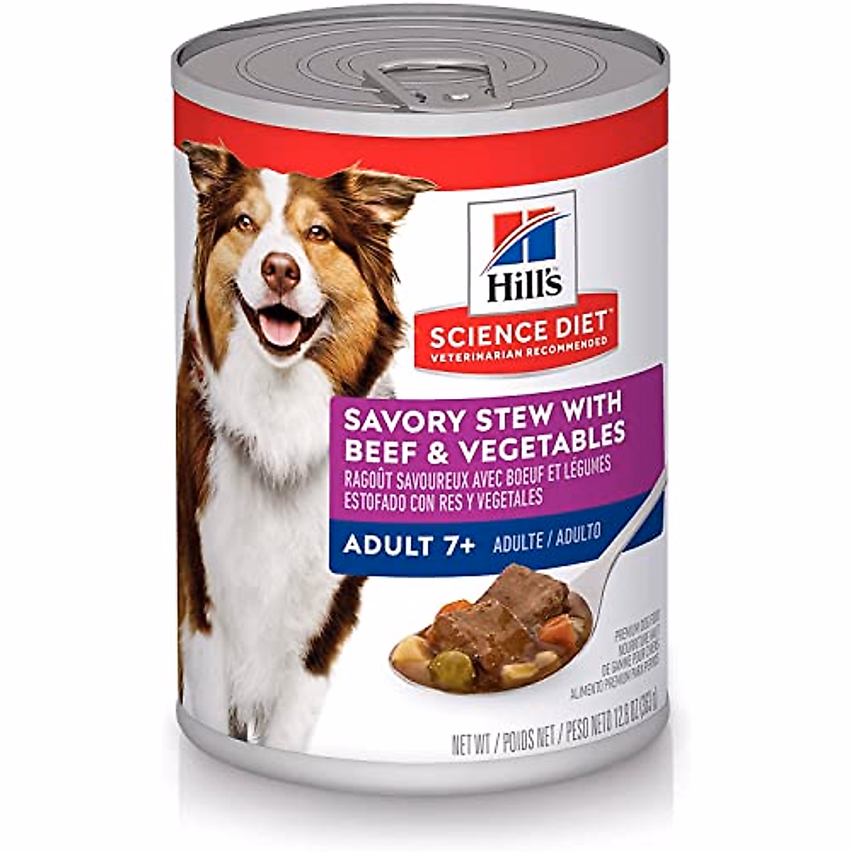 Hill's Science Diet Senior 7+ Canned Dog Food, Savory Stew with Beef & Vegetables, 12.8 oz. Cans, 12-Pack