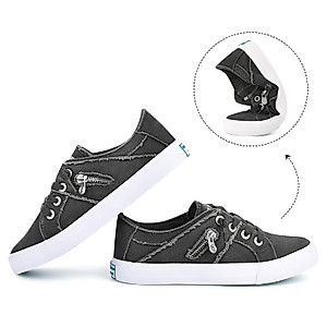 JENN ARDOR Women's Fashion Slip on Sneakers Tennis Shoes Non Slip Casual Canvas Shoes for Women Comfortable Walking Shoes Low Top Sneakers Flats with Zipper
