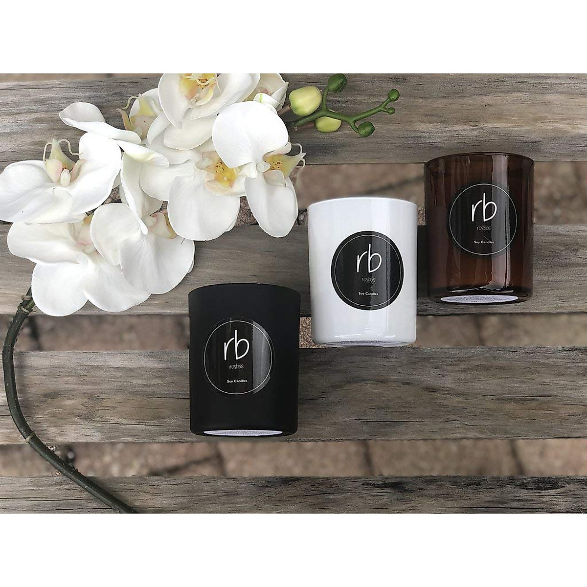 ROSBAS Vanilla Scented Candle Gift Set, Natural Soy Wax, 2 Matte White Glass Jars with Lid, 7 oz ea, Cotton Wick, Long Burn Time, Gift Packaged, Handmade in The USA