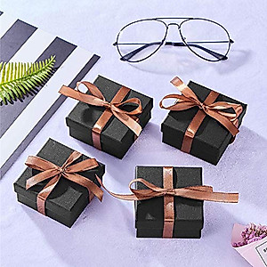 Jewelry Gift Boxes Necklace Earring Ring Box Gift Box,12 Pieces Square Cardboard Jewelry Gift Boxes,Cotton Filled Cardboard Paper Jewelry Box Gift Case (3.15x3.15x1.1 Inches) (Black)