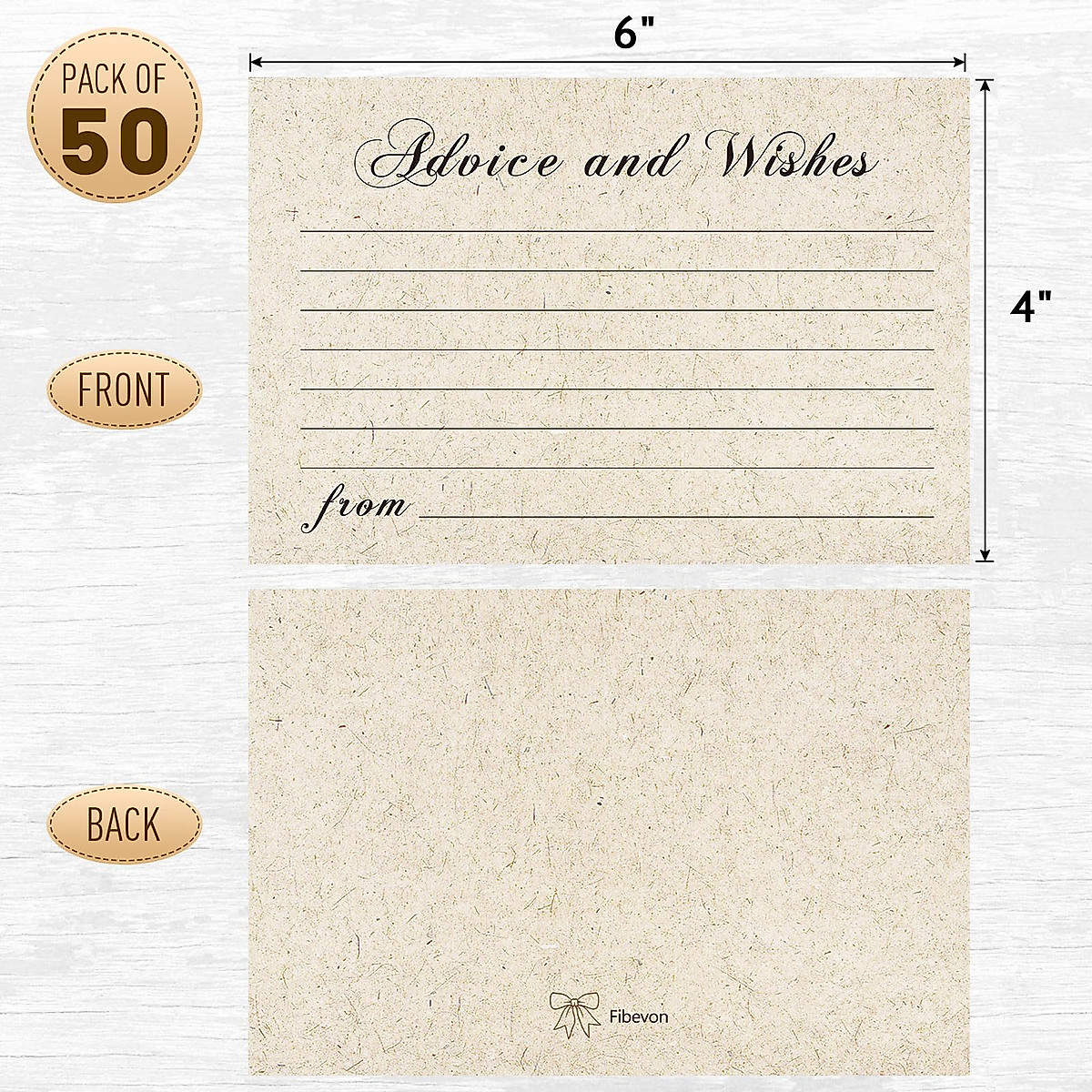 Fibevon Advice and Wishes Cards 50 Pcs for Wedding, Bridal, Mr and Mrs, Retirement, Baby Shower,Graduation Party Decorations - Words of Wisdom Cards