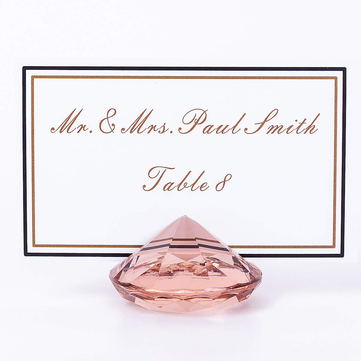 AiFanS Diamond Place Card Holders, Rose Gold Table Number Holders (12Pcs) - Elegant Acrylic Crystal-Like Design for Weddings and Events
