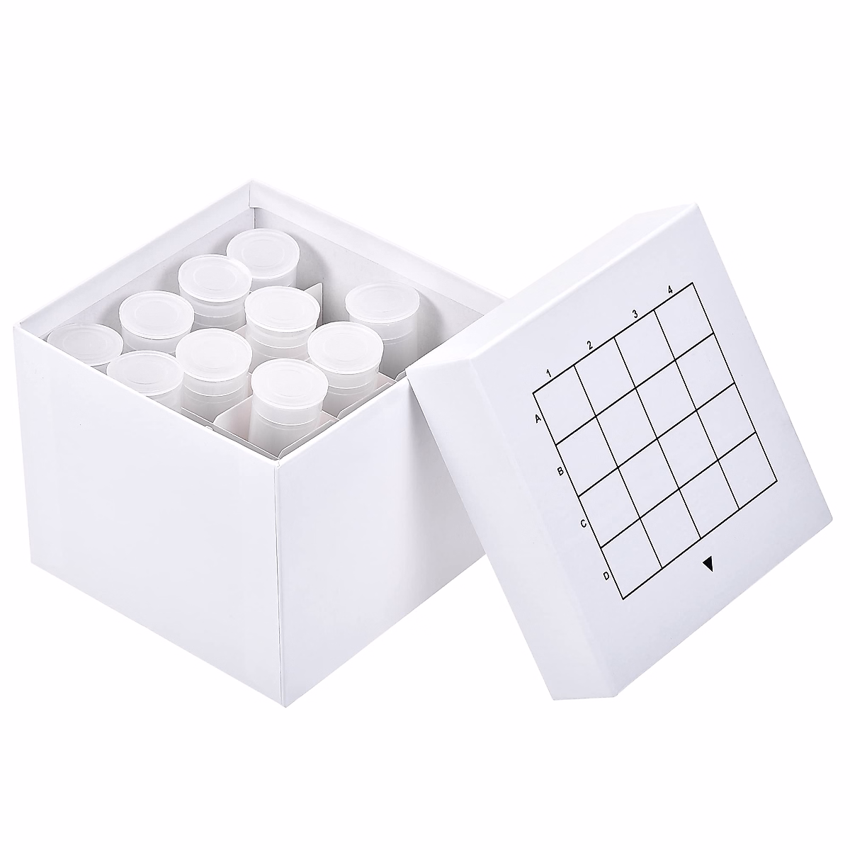 uxcell Centrifuge Tube Freezer Storage Box 16 Places Cardboard Cryogenic Holder Rack for 50ml Microcentrifuge Tubes Vials Samples, White 2pcs