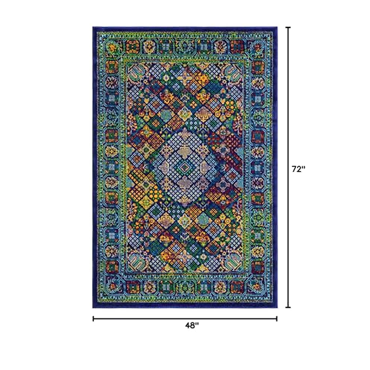 Unique Loom Calypso Collection Area Rug - Trinidad (4' x 6' Rectangle, Navy Blue/ Green)