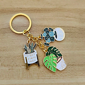 Meimimix Cute Fashion Keychain Ladies Succulent Potted Succulent Shaped Keychain Golden Car Keychain Jewelry for Friends
