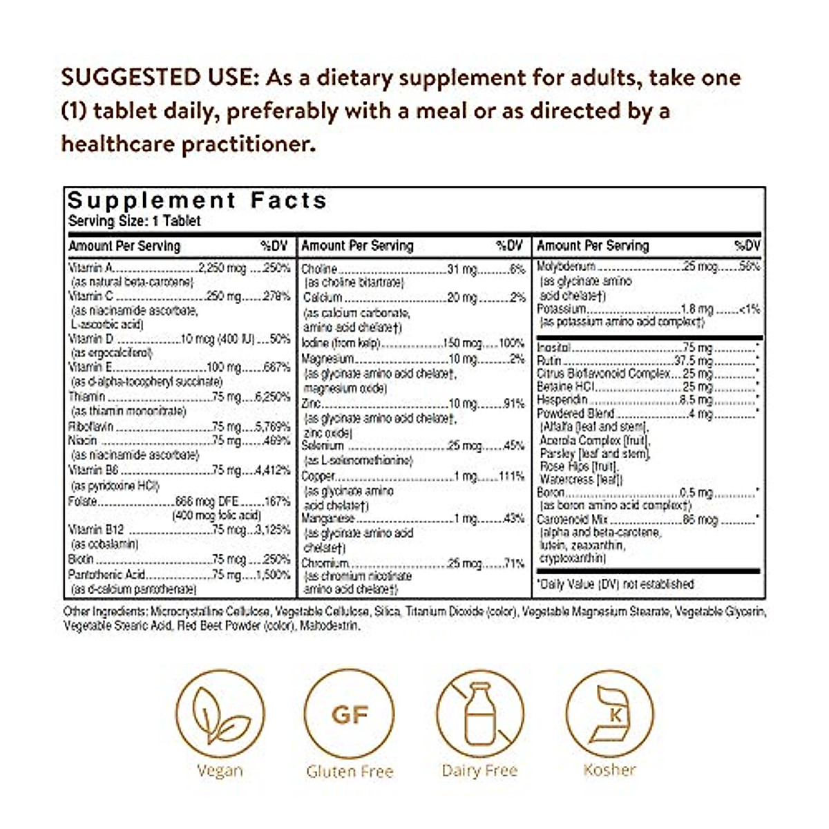 Solgar Iron-Free Formula VM-75,Multivitamin with Chelated Minerals - Vitamin A, B6, B12, C, D, EBiotin, Magnesium, Calcium, Zinc - Vegan, Gluten & Dairy Free, Kosher - 180 Count(Pack of 1)