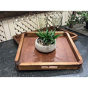 Kalmar Home Acacia Wood 18x14 Inch Rectangular Tray