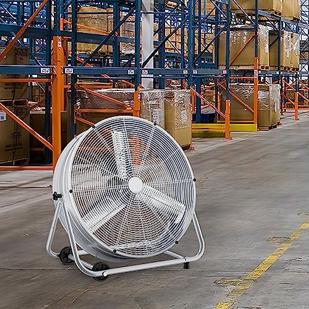 mollie 25 Inch Industrial High Velocity Floor Drum Fan with 3 Speed Heavy Duty Metal Adjustable Tilt Portable Air Circulator for Home Bedroom Garage Commercial Use, 5270 CFM, Silver