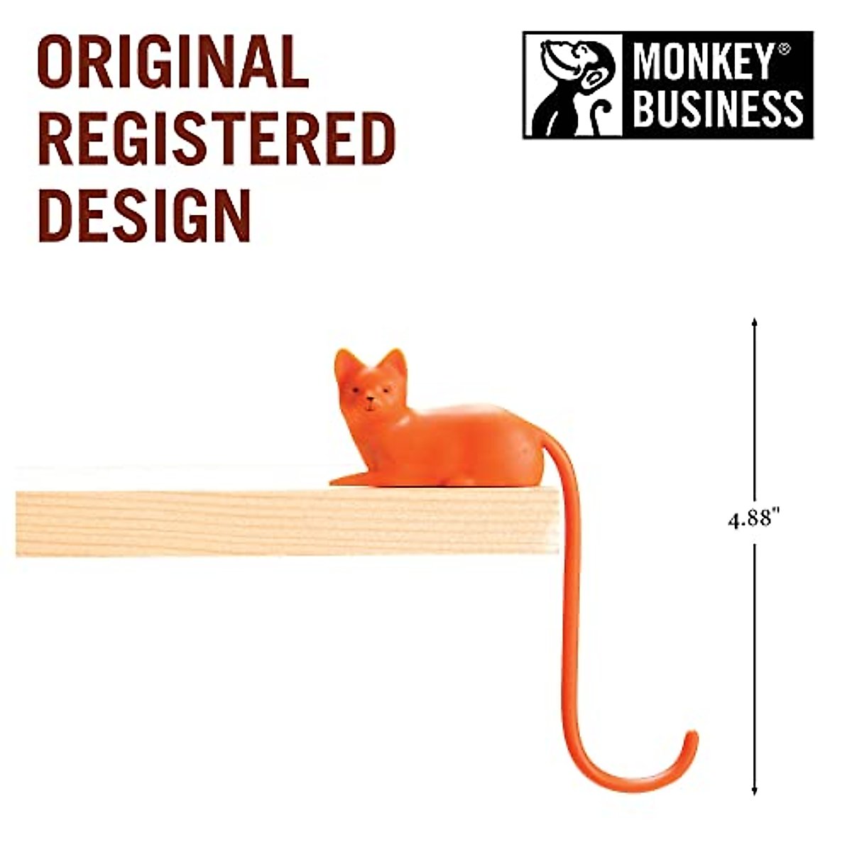 Monkey Business Ginger The Cat Tail Hook for Computer Screen, Desk Headphone Hanger, fits Any Tight Spaces, Hang Keys, Accessories in Easy Reach