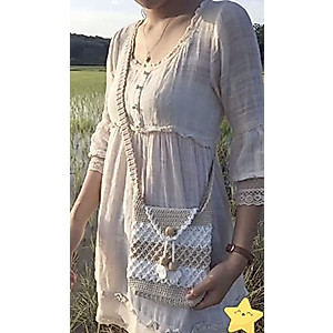 Ifem Crochet Tote Bag - Cute Knitting Tote Bags woven bag For women aesthetic Trendy Beach Bag.handmade knit bags. (simple style 2)