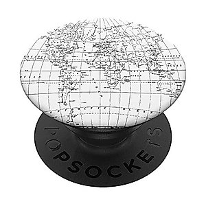 World Map PopSockets Grip Black and White PopSockets PopGrip: Swappable Grip for Phones & Tablets