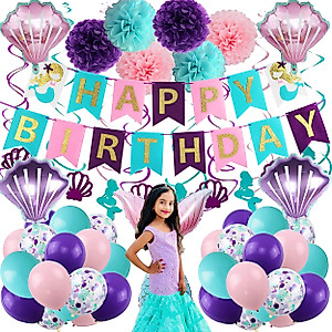 Mermaid Party Supplies Mermaid Birthday Party Decorations for Girl's Birthday Party and Baby Shower Party Decoration