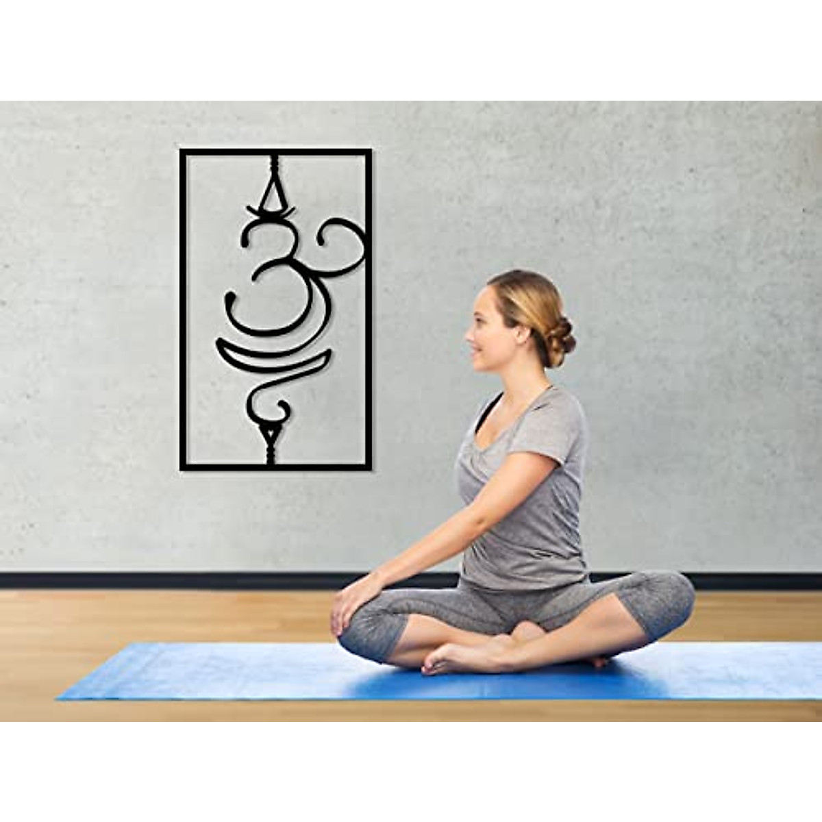 Breathe Sanskrit Symbol Metal Wall Decor, Om Yoga Symbol Wall Art, Yoga Meditation Home Decor, Zen Yoga Studio Decor, Yoga Lover Breathe Gift, Gift for Yoga Lovers (38.5 x 23.1” / 98 x 58 cm)