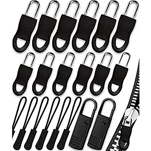 Zipper Pull, Universal Zipper Pull Replacement Kit, Removable Zipper Pulls Tab Replacement (20 Pcs), Black Zipper Pulls for Jackets, Luggage, Backpacks, Purses, Boots, Pants, Tents, (3 Styles 4 Sizes)
