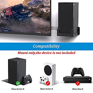 PlusAcc Wall Mount for Xbox Series X - Hanging Wall Stand Shelf Holder for Xbox X Gaming Console, Vertical Bracket Accessories with Cooling Ventilation Design, Open Port Access (Black)