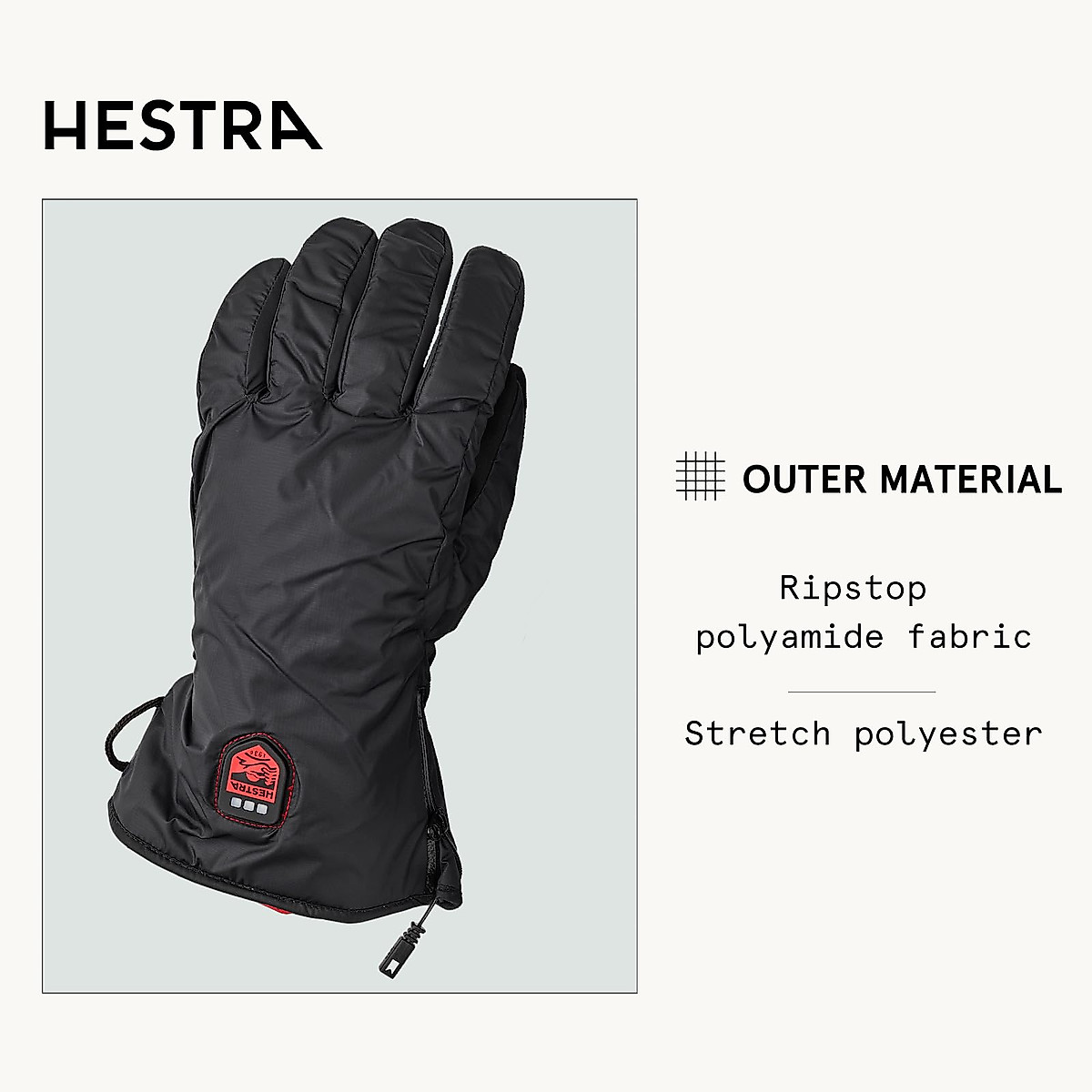 Hestra Heated Glove Liner - Rechargeable Electric Glove Liner for Winter, Skiing, and Snowboarding - Black - 10