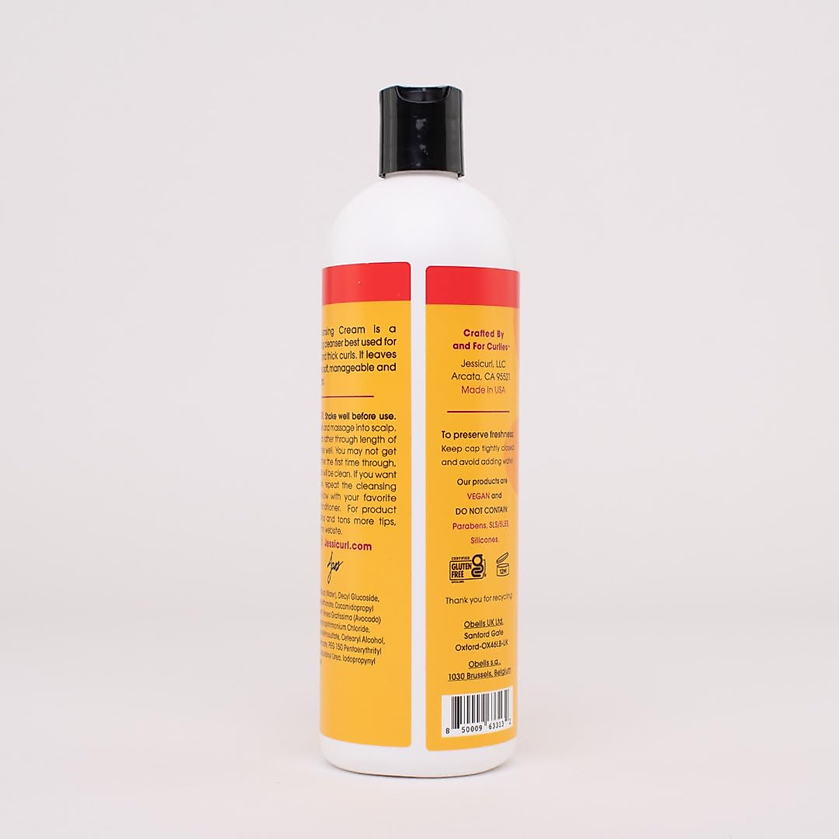 Jessicurl, Hair Cleansing Cream, No Fragrance, 16 Fl oz. Moisturizing Shampoo for Curly Hair, Sulfate Free Shampoo for Dry Hair