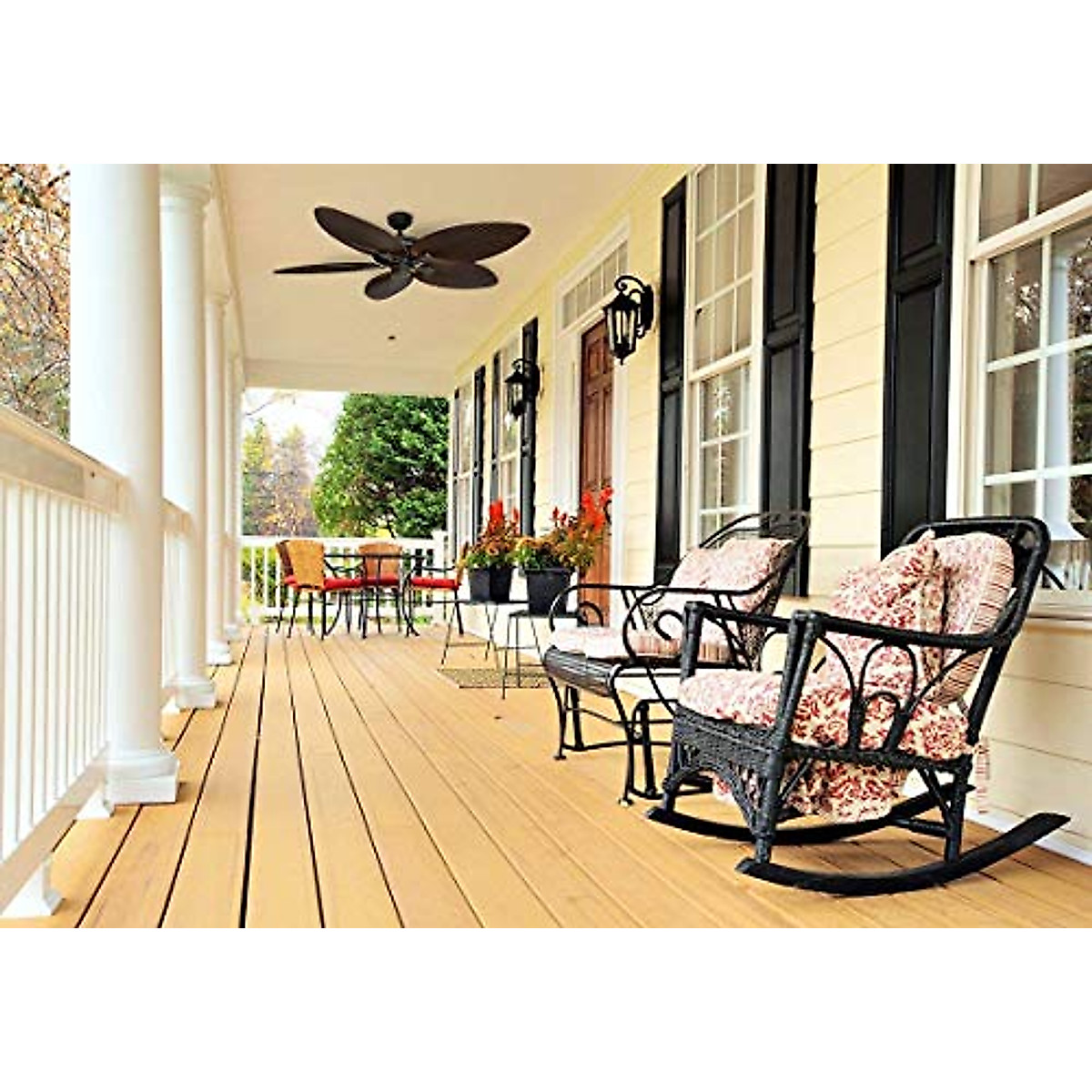 Honeywell Ceiling Fans Palm Island, 52 Inch Tropical Indoor Outdoor Ceiling Fan with No Light, Pull Chain, Three Mounting Options, 5 Palm Leaf Blades, Wet-Rated - 50207-01 (Bronze)