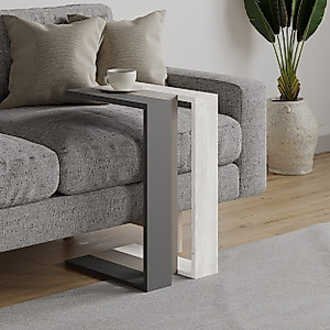 JV Home Muju Collection Modern Side Table | Nightstand Mobile C Table for Sofa Bedside Living Room Bedroom 22 inch Anthracite - Light Mocha - Ancient White