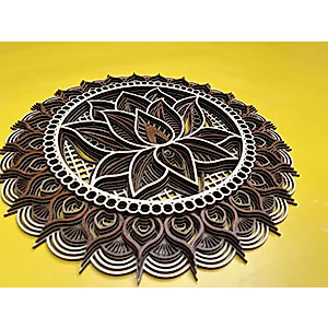Mandala Wall Art, Mandala Wood Wall Art Decor, Lotus Flower Wall Decoration, Layered Mandala (Small)