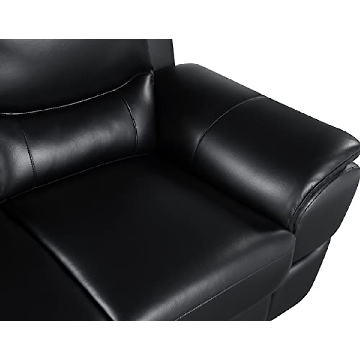 Blackjack Furniture Binion Modern Leather Loveseat for Living Room with Padded Headrests, Stainless Steel Legs & Accent Chrome Trim, Black