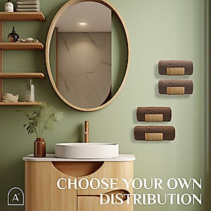 AURA NEST Set of 4 Towel Holder for Bathroom Wall, Modern Bamboo Wall Towel Rack for Rolled Towels, Sturdy Space-Saving Hanging Wood Towel Rack, Effective and Versatile for Spa, Guest Bath, Blanket