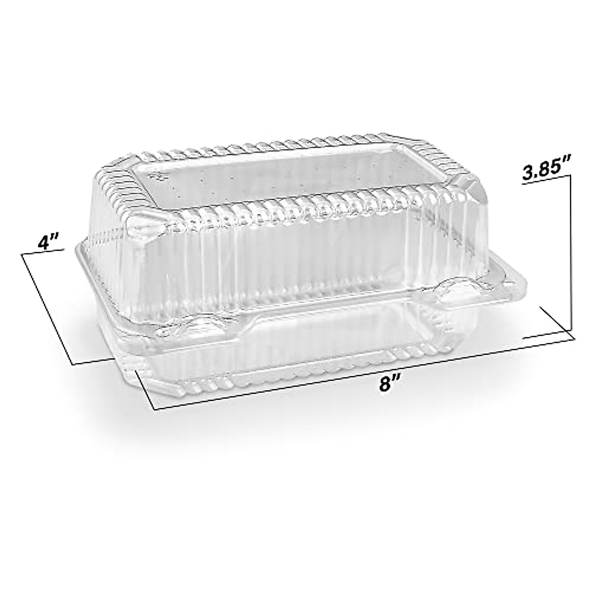 MT Products Disposable Sturdy Plastic Hinged Loaf Containers - Durable Medium Hoagie or Sandwich Container – Inside Dimensions of 8 in x 4 in x 3.85 in (Pack of 20) Made in The USA
