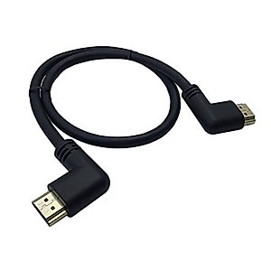 Cerrxian 0.5m High Speed HDMI 2.0 HDMI Left Angle Male to HDMI Right Angle Male Short Cable Ultra HD 4k x 2k HDMI Cable Supports Ethernet, 3D, 4K and Audio for TVs, Laptops(Black)(lm-rm)