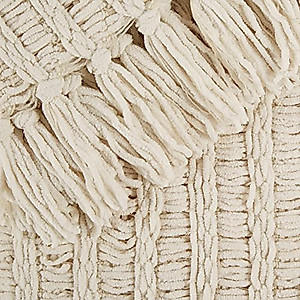 DII Chenille Luxury Thick Woven Throw with Fringe, 50x60, Cream