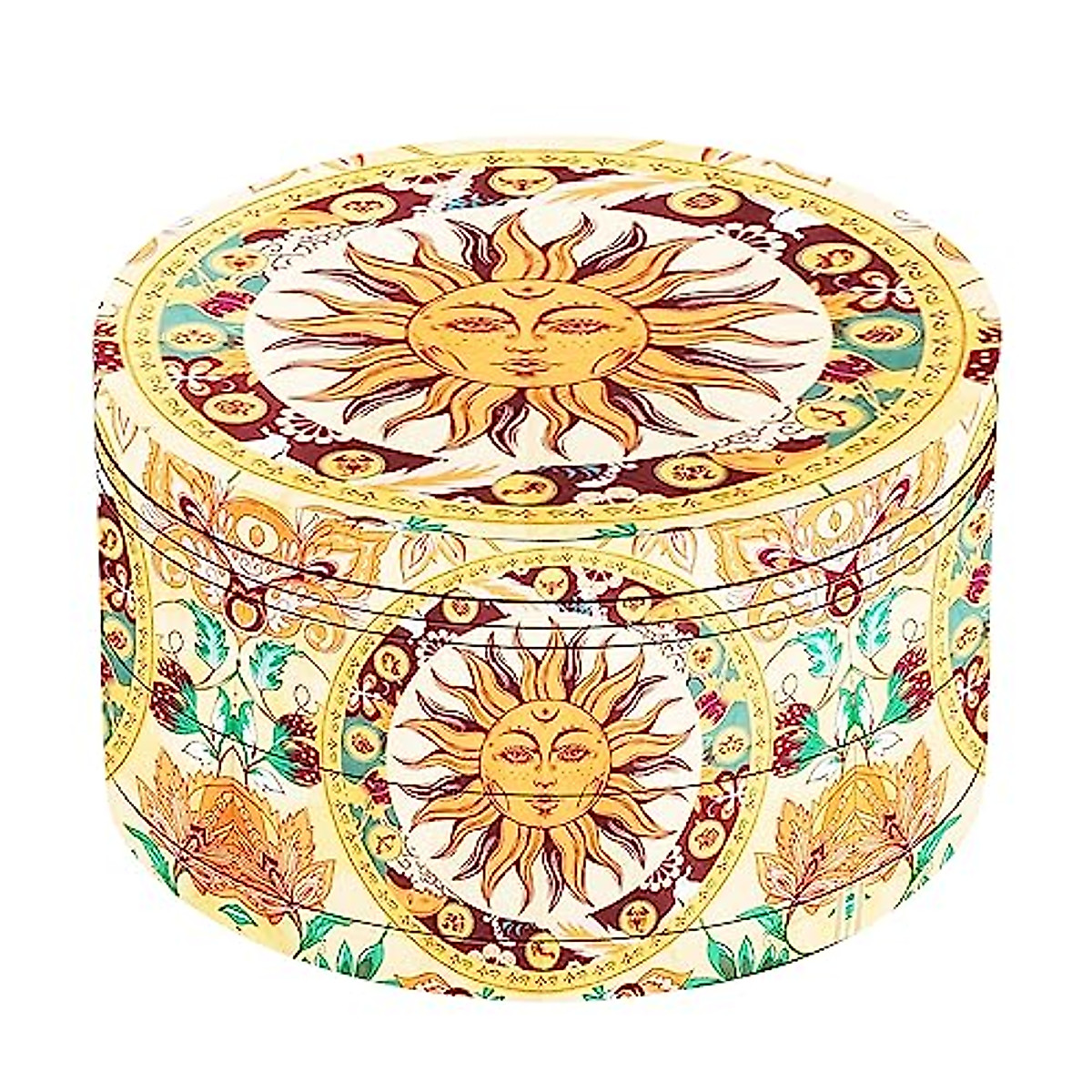 JWEX Grinder 3" Boho Grinder Sun Moon Unique Printing & Scraper Sun Yellow