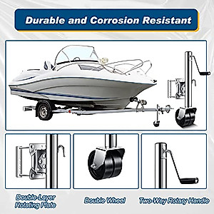 Swivel Trailer Jack with 6 Inch Dual Wheels 2000 Lbs Capacity 12" Lift Heavy Duty Boat Trailer Jack Swing Back Anti Rust Double Wheels Trailer Tongue Jack for RV Camper Utility Accessories