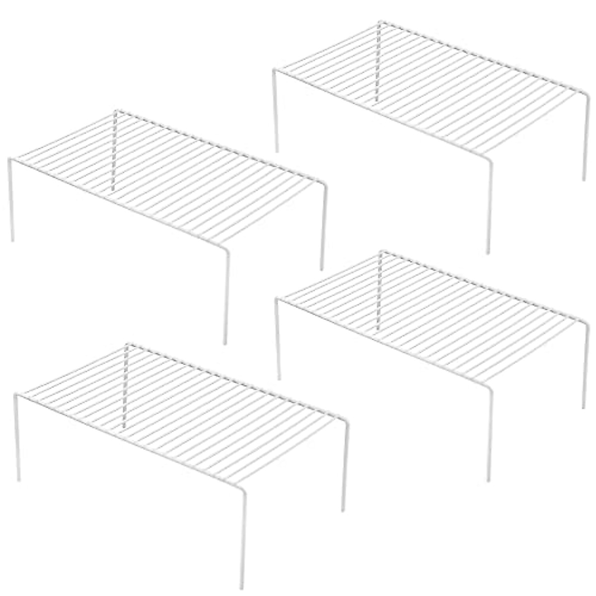 iPEGTOP Set of 4 Large (15.7 x 9.4 Inch) Kitchen Cupboard Organiser, Freezer Cabinet Storage Shelf Wire Rack, Rustproof Steel Shelves for Fridge Pantries Countertops Utensils -White