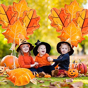 YUJUN 11PCS Fall Thanksgiving Balloons, Maple Leaves Shaped Mylar Foil Balloons for Thanksgiving Autumn Home Theme Decoration Party Supplies（2 Styles)